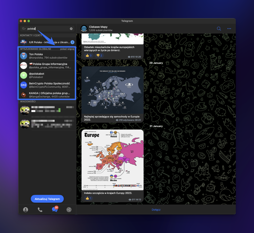 Jak znaleźć grupy na Telegramie - Poradnik dla początkujących - Trustify